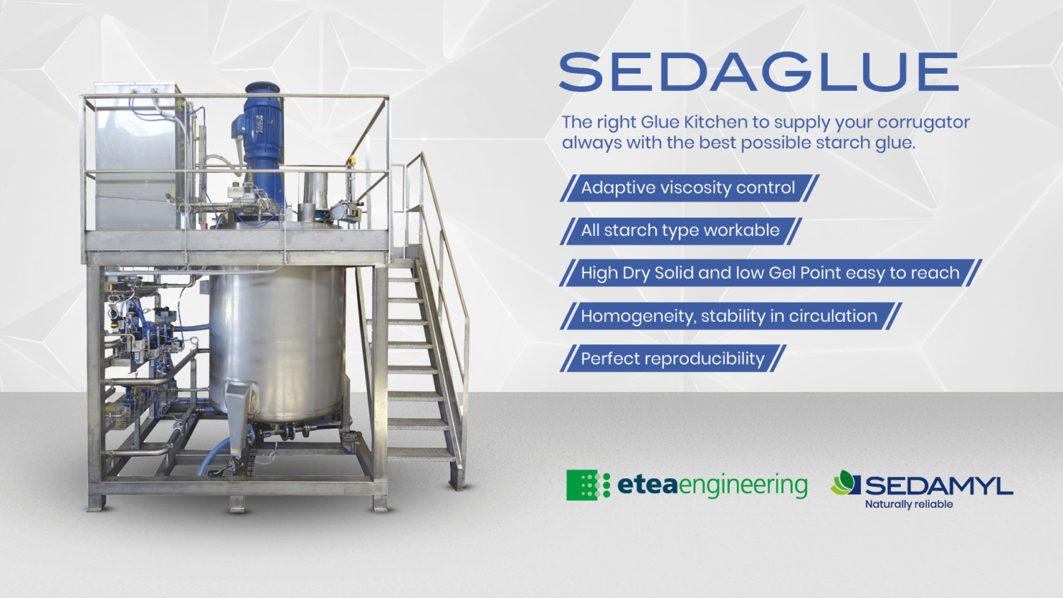 SEDAGLUE: glue kitchen to make the best possible starch glue | Sedamyl